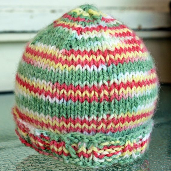 Knit Baby Hat Cap Yellow Green Pink Warm Infant on Luulla