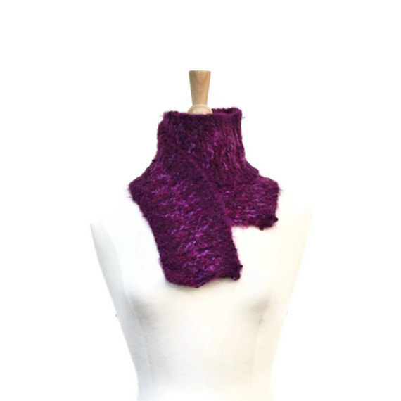 Purple Knit Scarf Winter - Soft Plush Warm Grape on Luulla