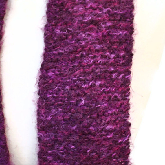 Purple Knit Scarf Winter - Soft Plush Warm Grape on Luulla